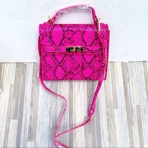 Bags | Hot Pink Snake Shoulder Bag | Poshmark